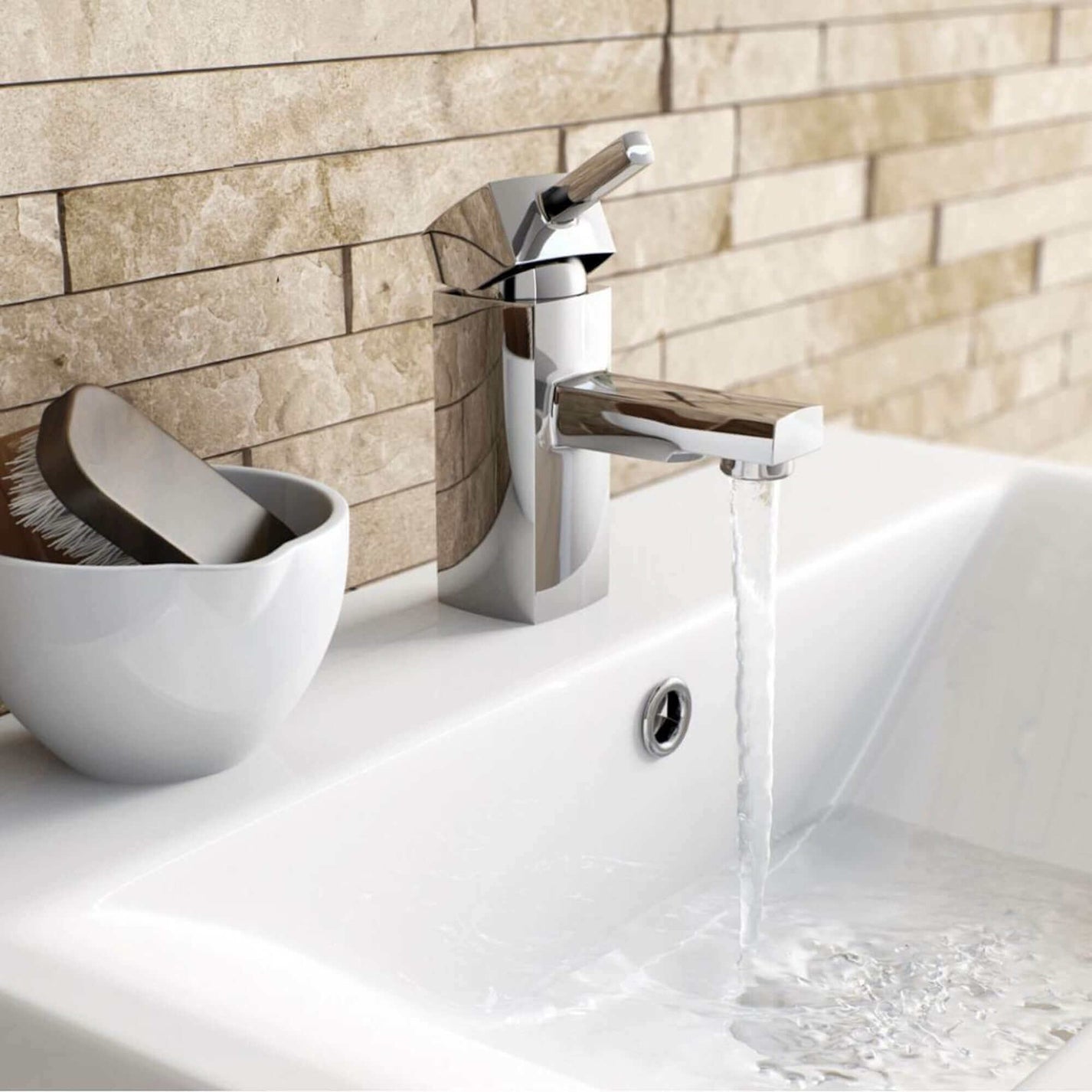 Stella basin mixer tap with slotted waste - chrome - HOUSE OF ENKI
