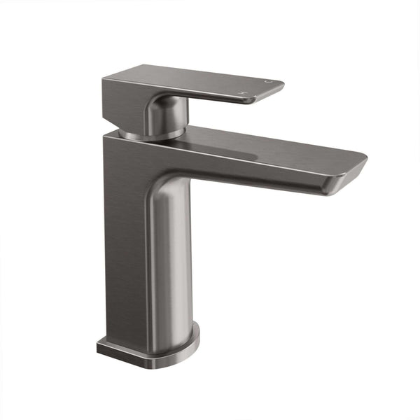 Mykonos contemporary basin sink mixer tap with waste - gunmetal grey ...