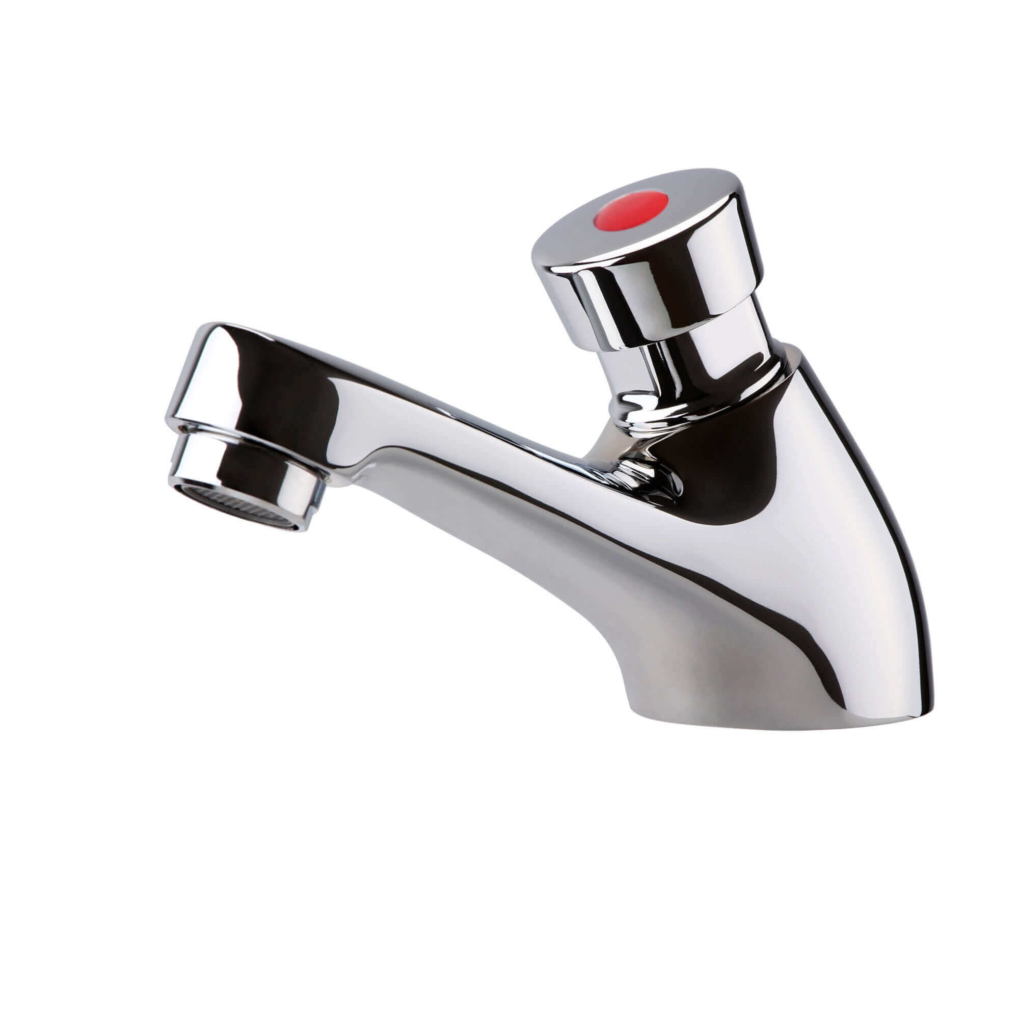 Chrome Single Pillar Push Down Tap: Monobloc - Self-Closing