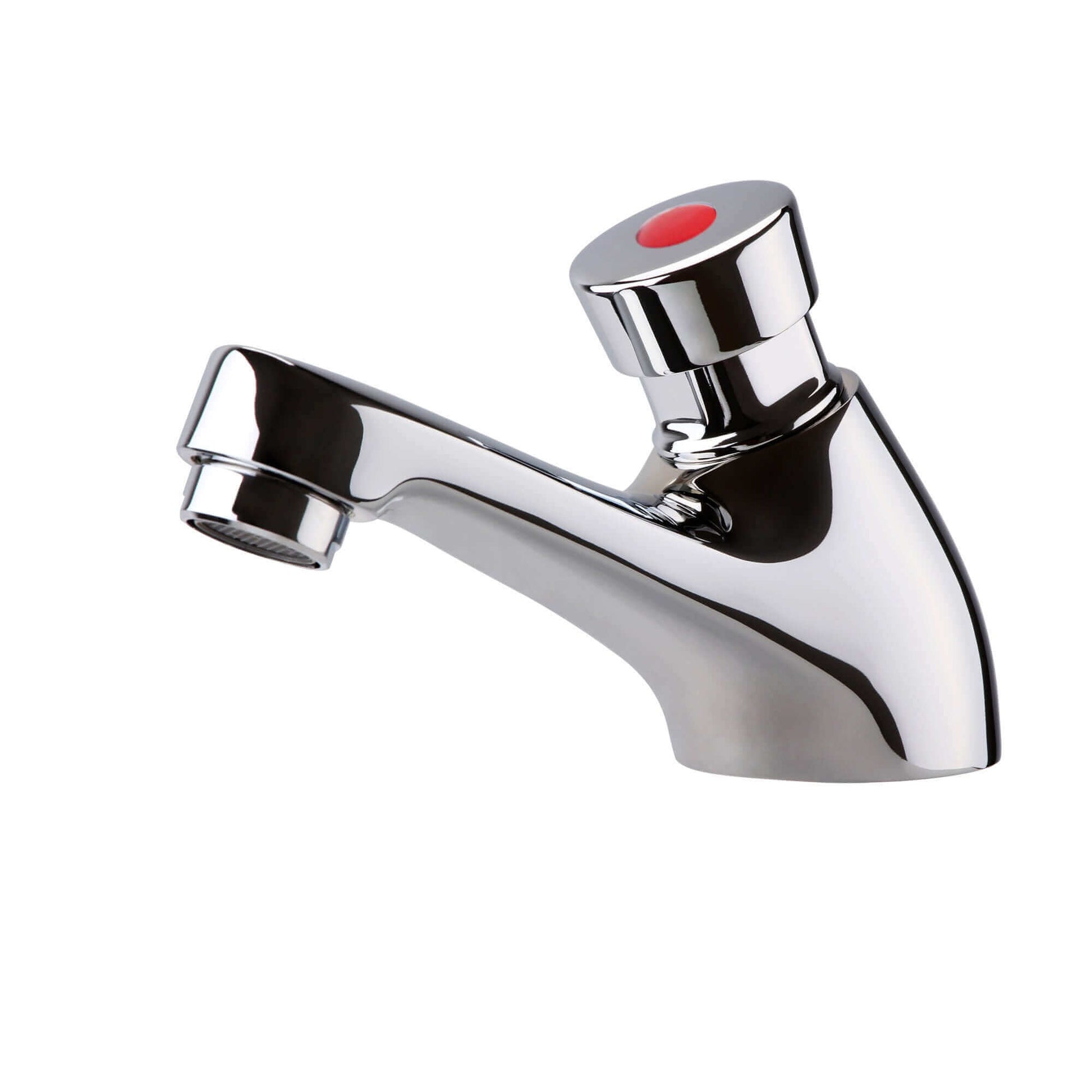 Chrome Single Pillar Push Down Tap: Monobloc - Self-Closing
