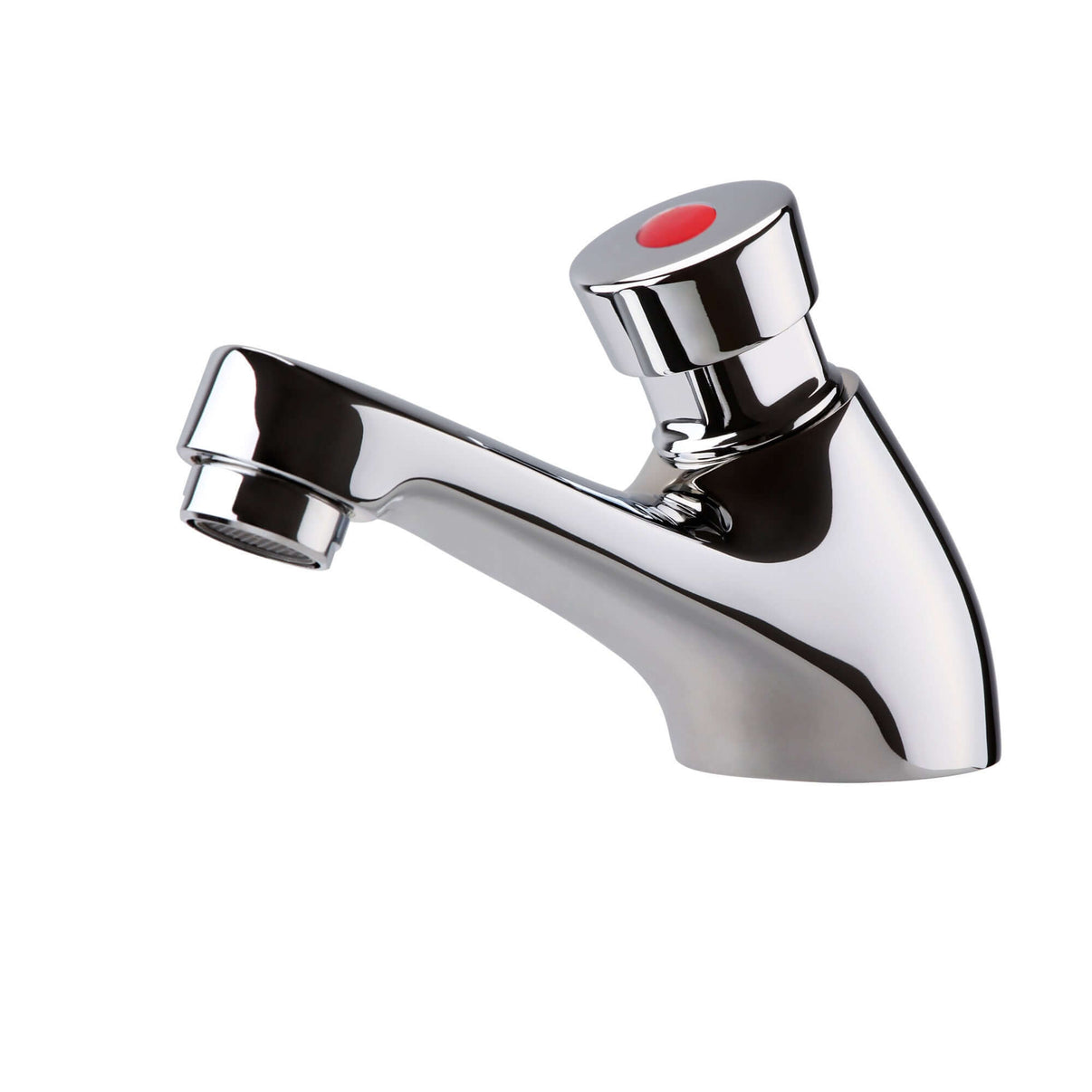 Chrome Single Pillar Push Down Tap: Monobloc - Self-Closing