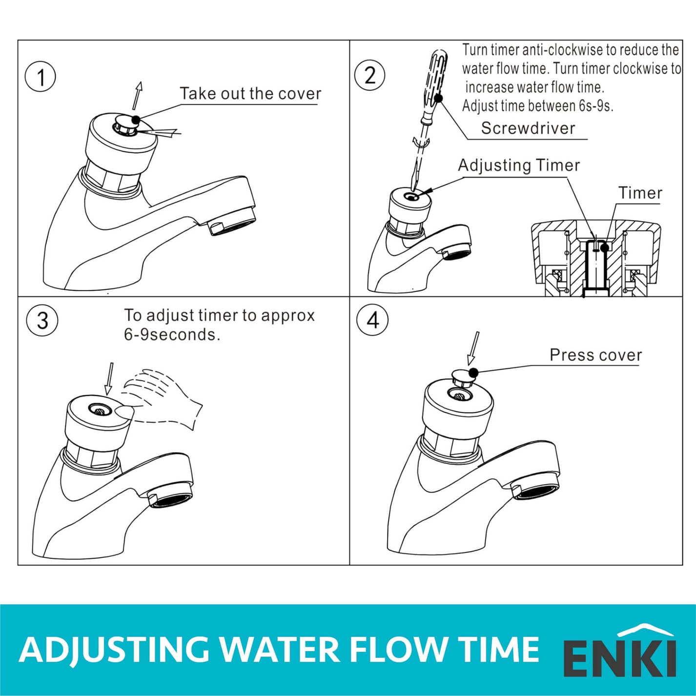 Chrome Single Pillar Push Down Tap: Monobloc - Self-Closing