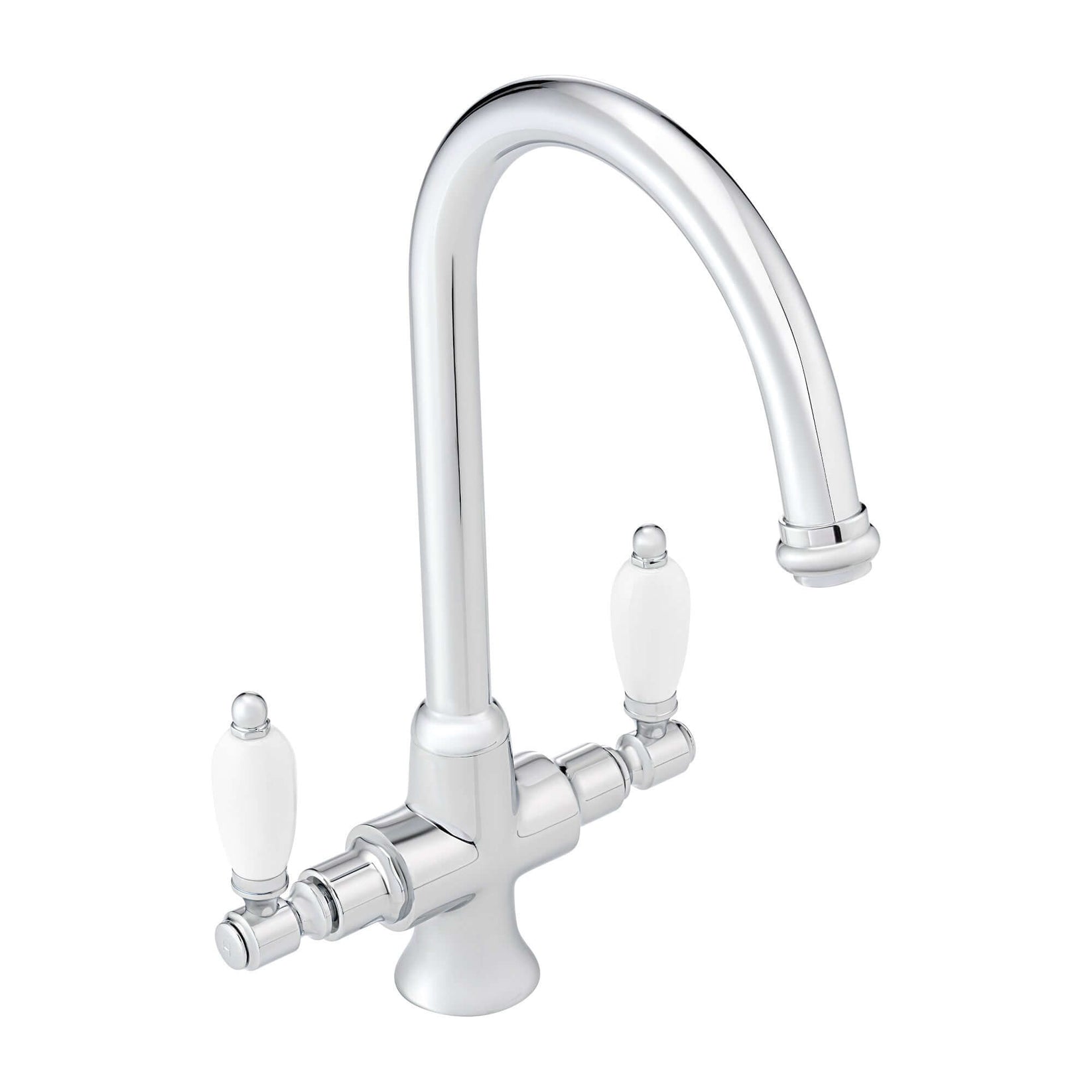 Dorchester Georgian dual flow kitchen sink tap with twin white levers ...