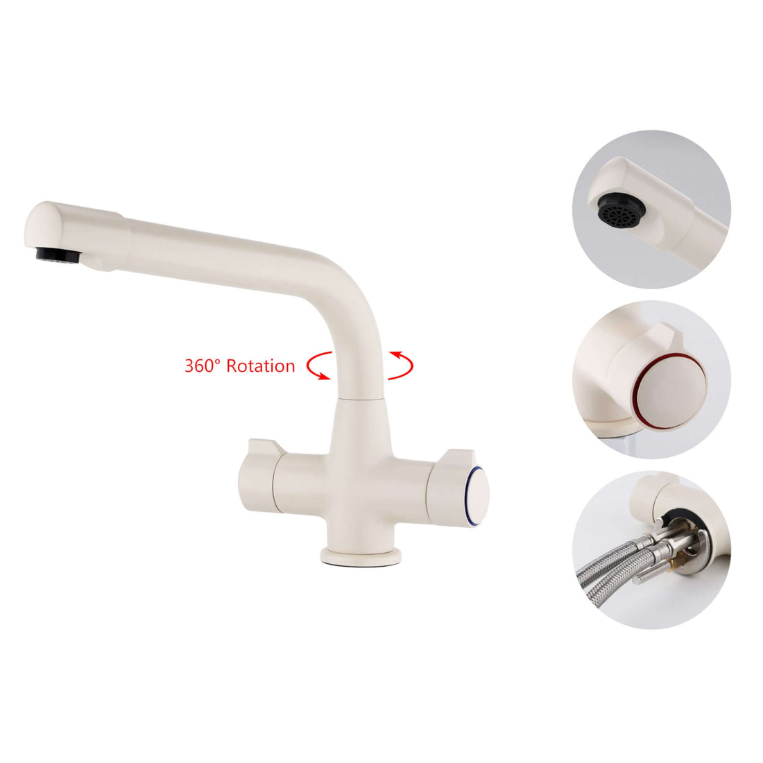 Cream Kitchen Sink Mixer Tap Dual Flow - Free UK Delivery