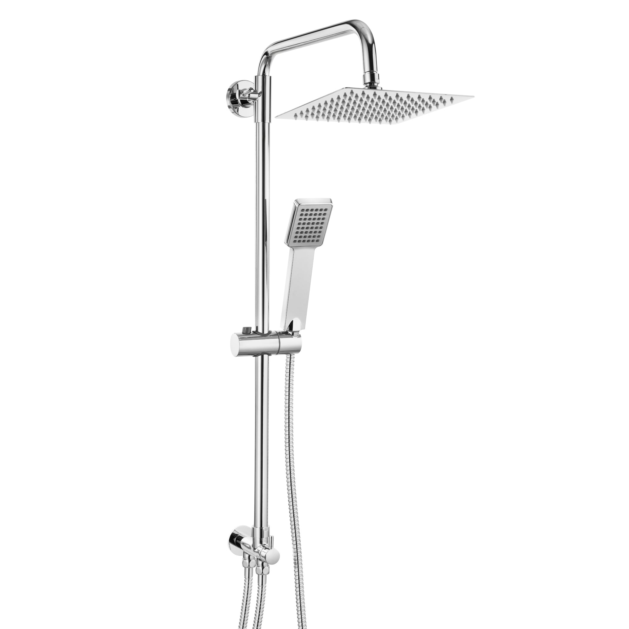Square dual shower riser rail kit for exposed installation - chrome ...