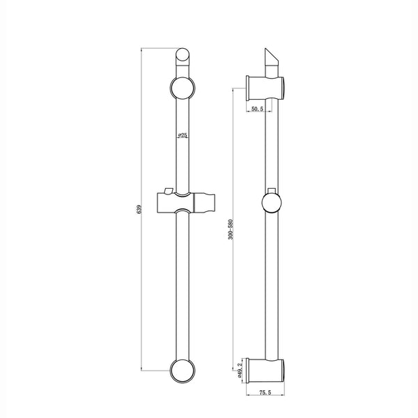 Chrome Shower Rail: Modern and Adjustable - 1 Year Guarantee