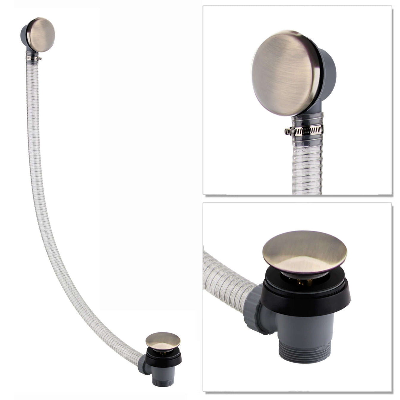 Easy clean cut to size pipe bath sprung waste & overflow (bath ...