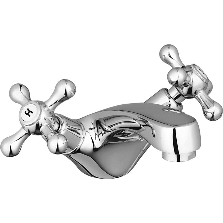 Beaumont traditional cross basin mixer tap with slotted waste - chrome ...