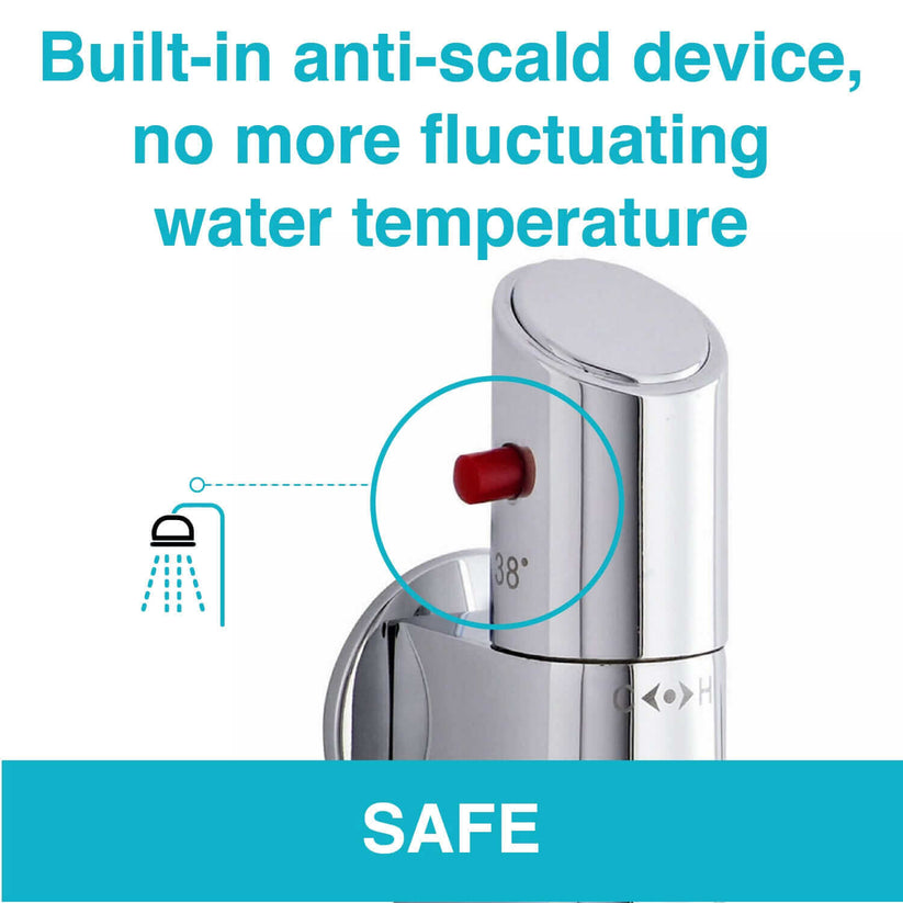 Vito vertical thermostatic shower bar mixer valve tap - chrome at £74. ...